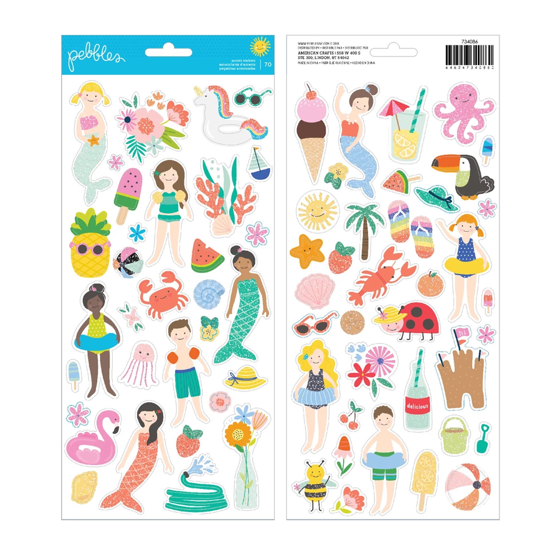Pebbles - 6x12 Stickers (70 Piece) - Oh Summertime | Annie G Studio